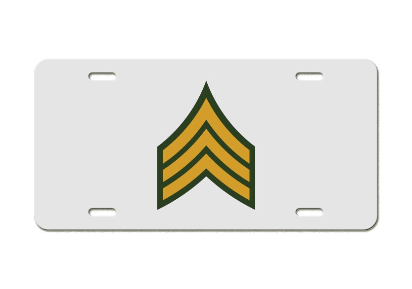 US Army Rank - Sergeant E-5 Green - Aluminum License Plate - Etsy