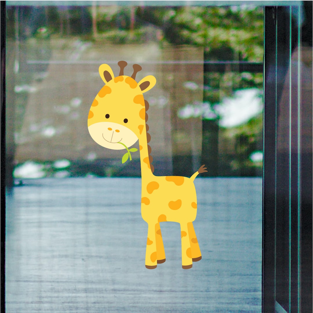 Cartoon Giraffe Full Color Window Cling - Etsy