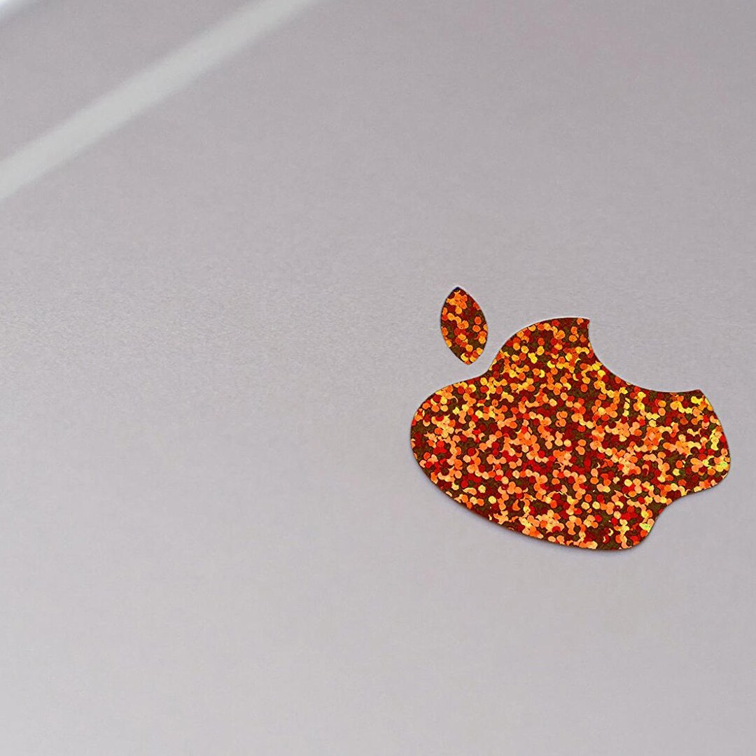 Orange Glitter Color Changer Overlay for Apple iPhone 14 Logo Vinyl ...