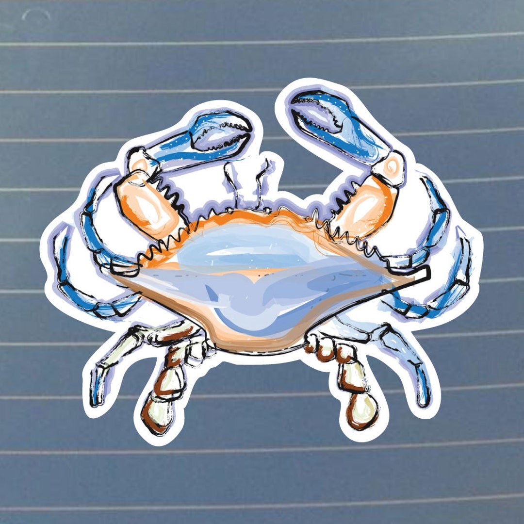 Watercolor Blue Crab Design Full Color - Vinyl Decal for Car, Macbook ...