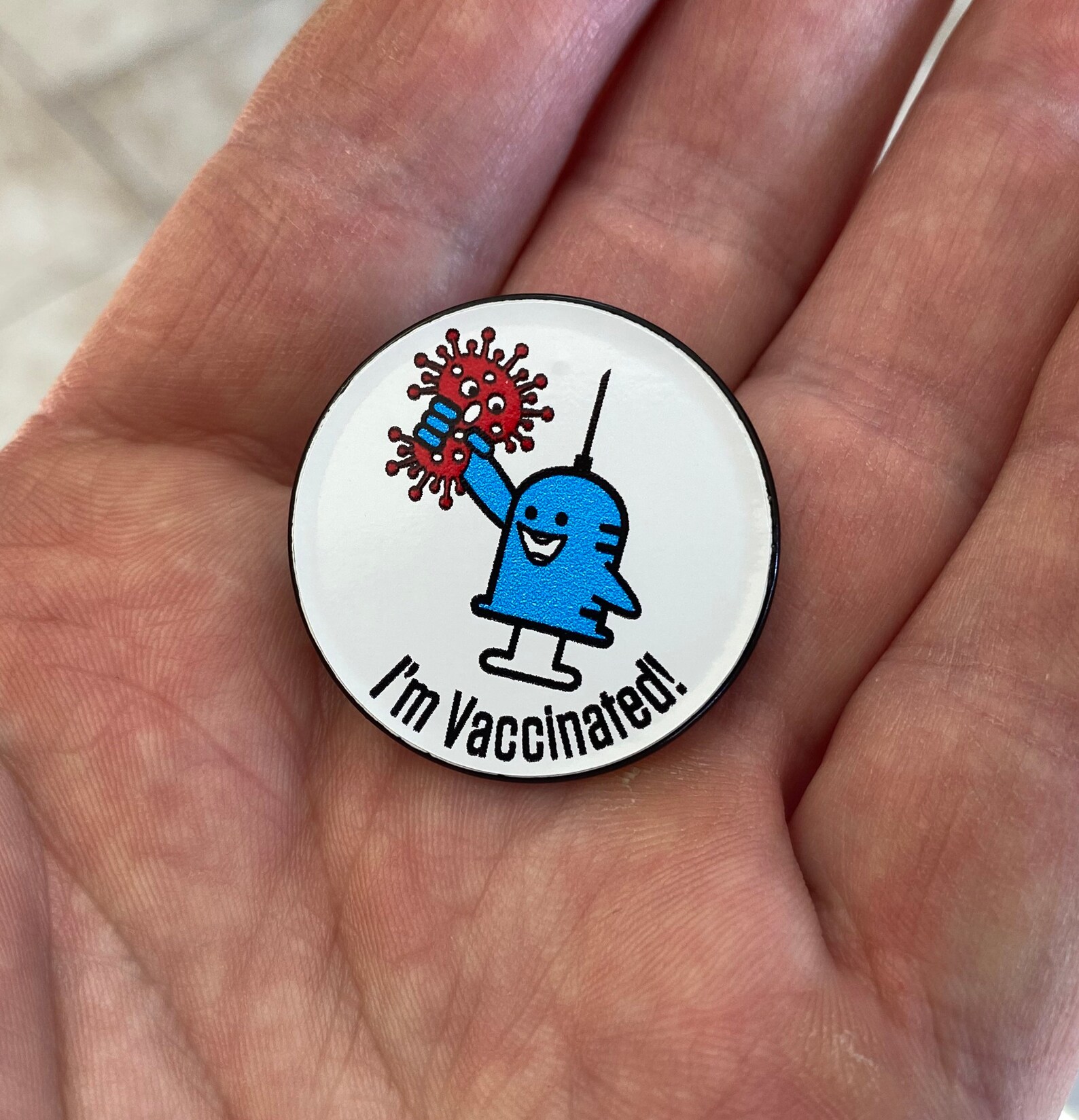 I'm Vaccinated Virus Killer Pro-vaxxer 1.25 Inch Soft Enamel Pinbrooch ...