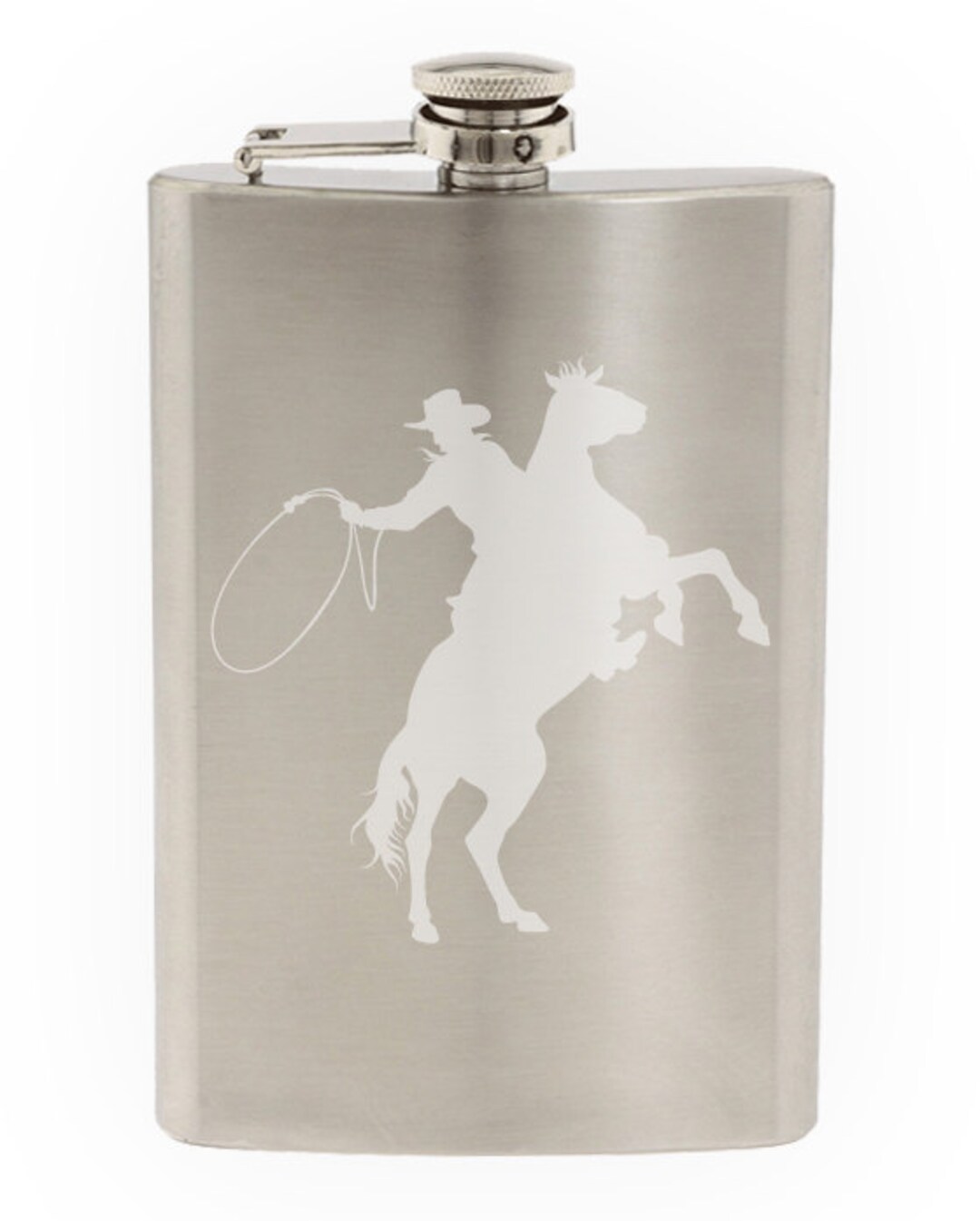 Cowboy Riding Horse Etched Hip Flask 8oz - Etsy