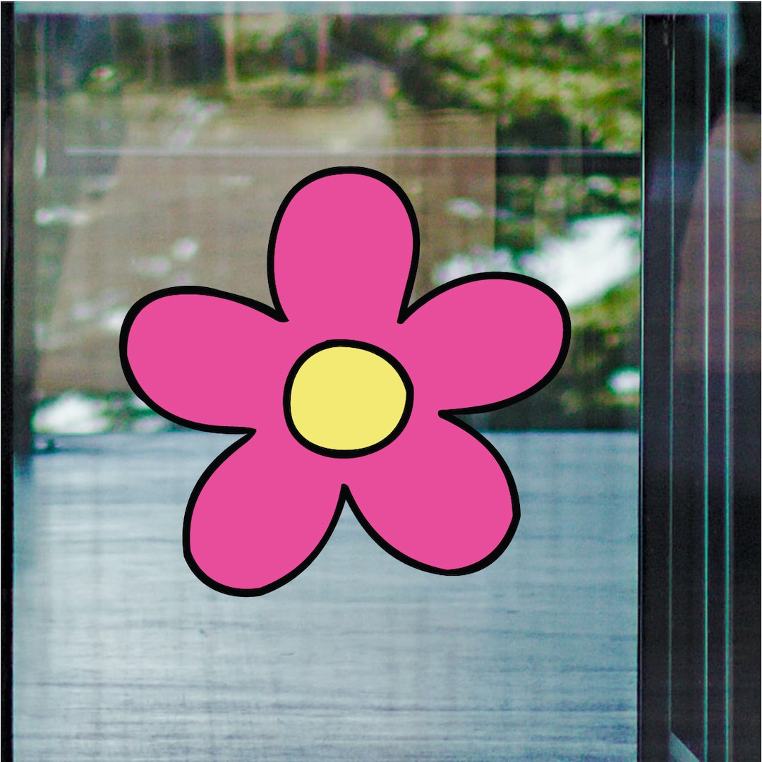Pink Daisy Full Color Window Cling - Etsy