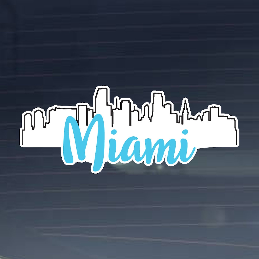 Miami Florida City Skyline Decal Full Color - Vinyl Sticker Decal for ...