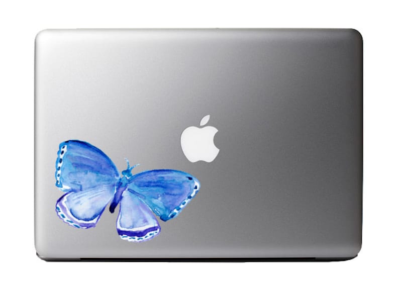 Watercolor Blue Butterfly - Vinyl Decal for Laptop, Windows, Glass and ...