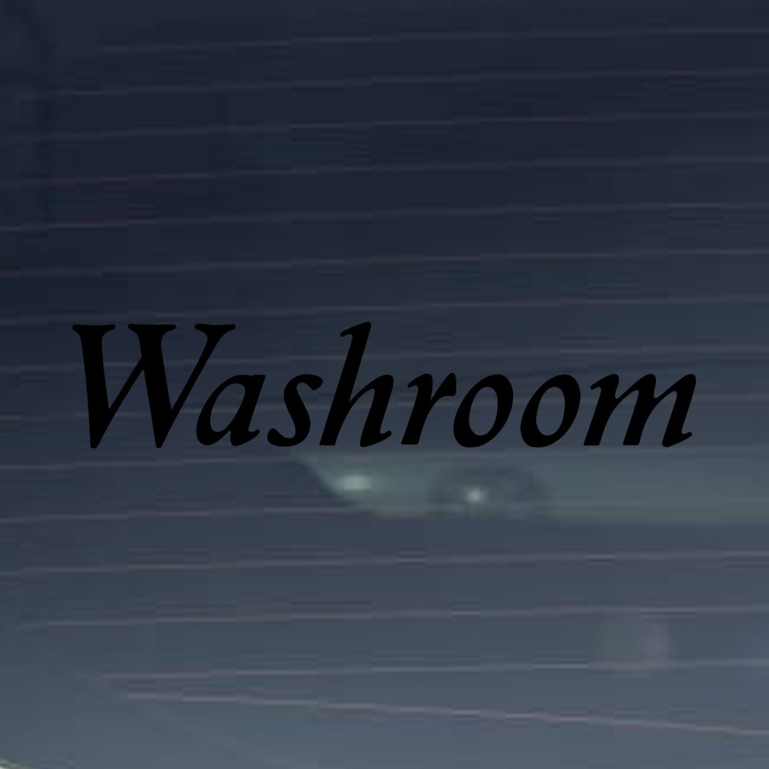 Washroom Text Italic Vinyl Decal for Cars, Laptops, Glass, and More ...