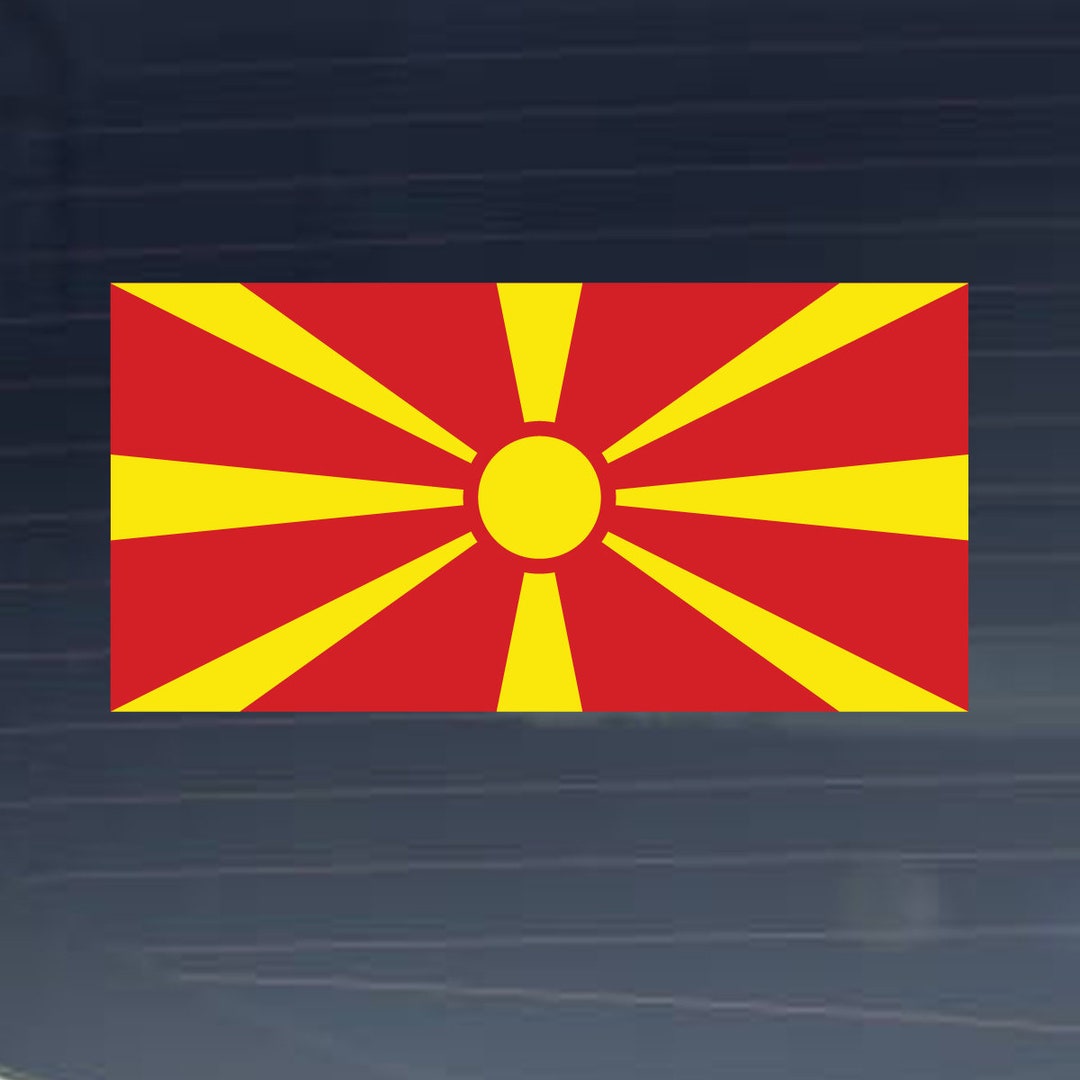 Macedonia Country National Flag Decal Full Color Vinyl Sticker Decal ...