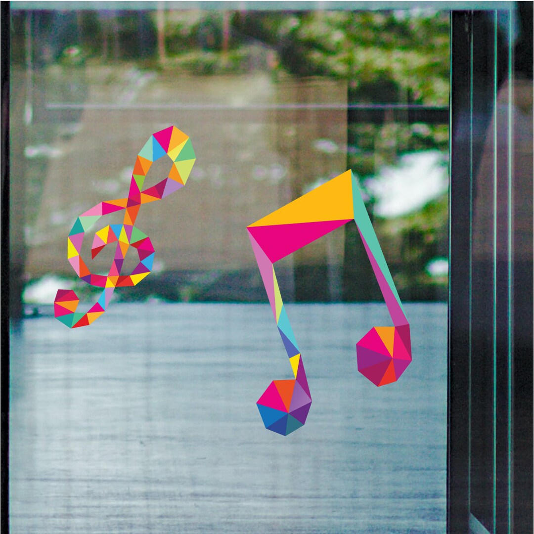 Low Poly Colorful Music Notes Full Color Window Cling - Etsy