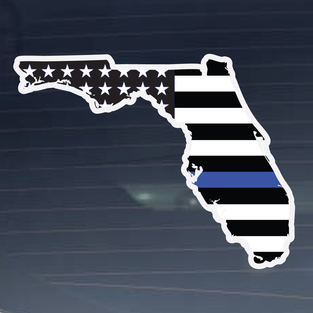 Florida State Thin Blue Line - Indoor Outdoor Vinyl Decal - Multiple ...