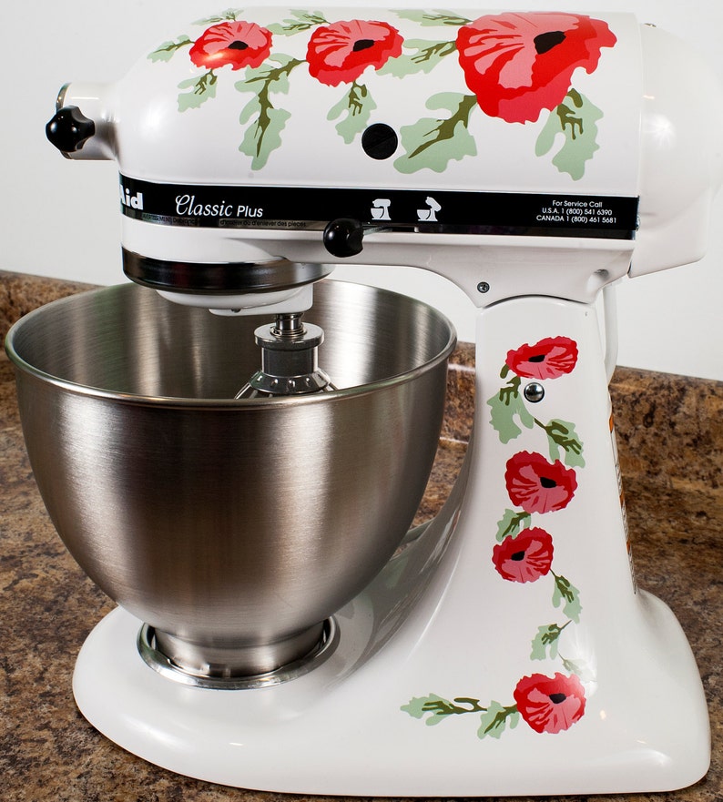 Red Poppy Flowers Watercolor Kitchenaid Mixer Mixing Machine - Etsy