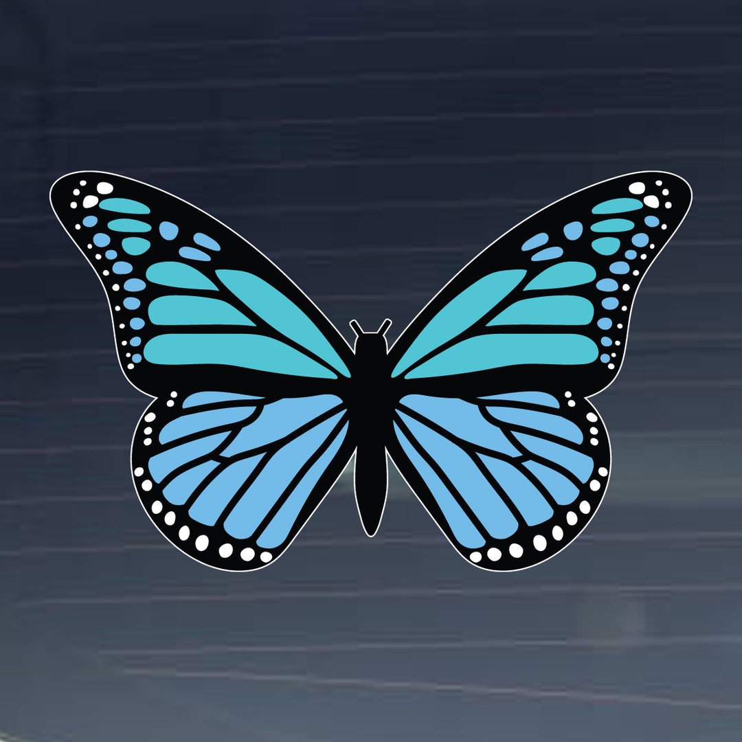 Sky Blue Monarch Butterfly - Vinyl Decal for Laptop, Windows, Glass and ...