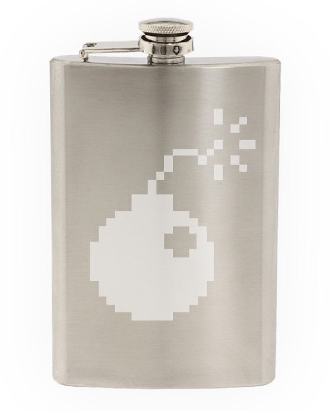 8 Bit Bomb Game Style Etched Hip Flask 8oz - Etsy