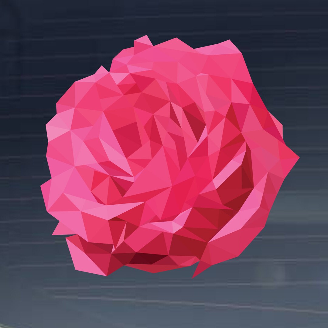Low Poly Rose Red Full Color - Vinyl Decal for Car, Macbook, or Other ...