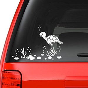 Sea Turtle and Shells Decal Sticker - Vinyl Decal for Car, Macbook, or ...