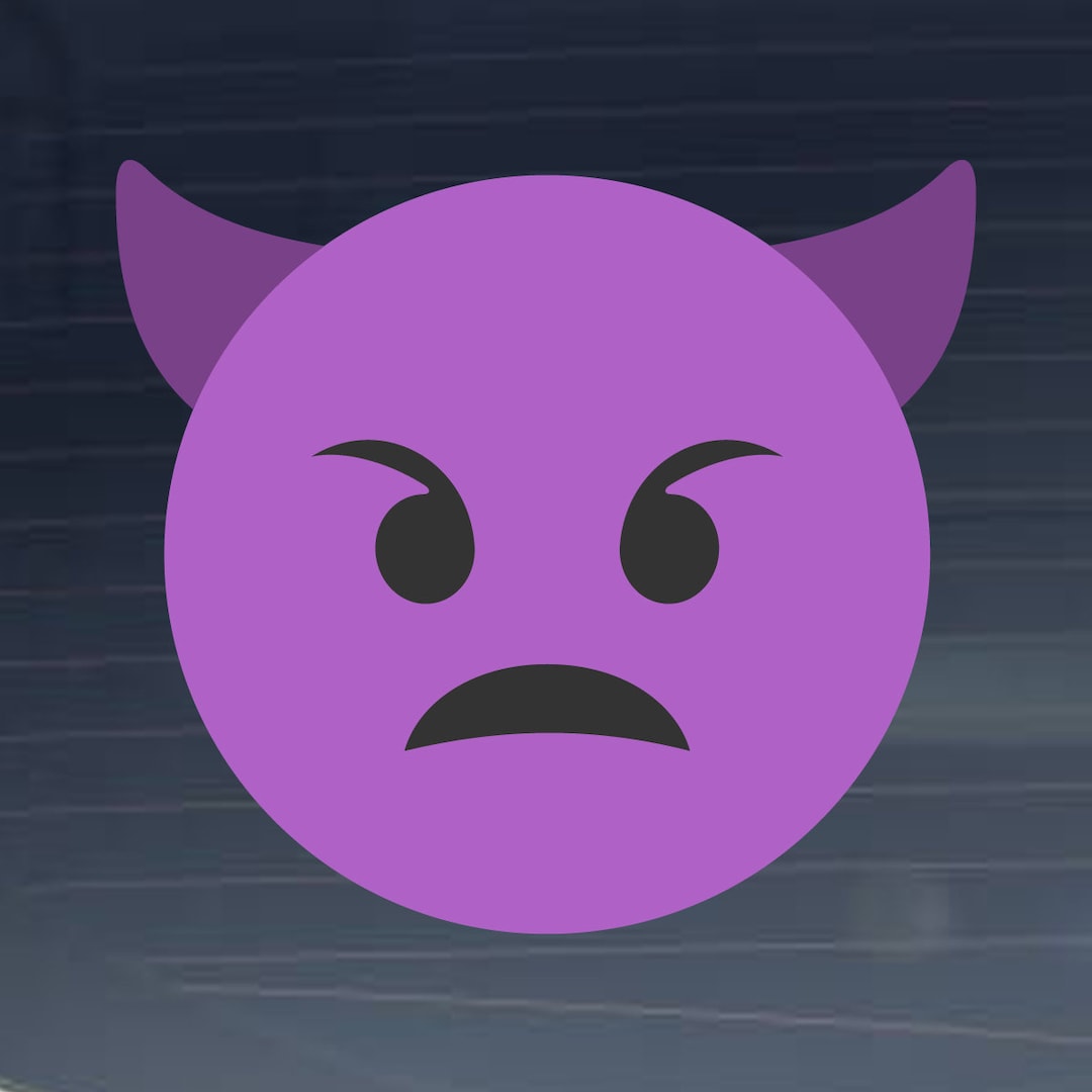 Angry Devil Face Emoji - Vinyl Decal for Laptop, Windows, Glass and ...