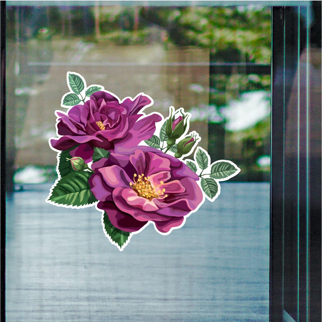 Purple Roses Full Color Window Cling - Etsy