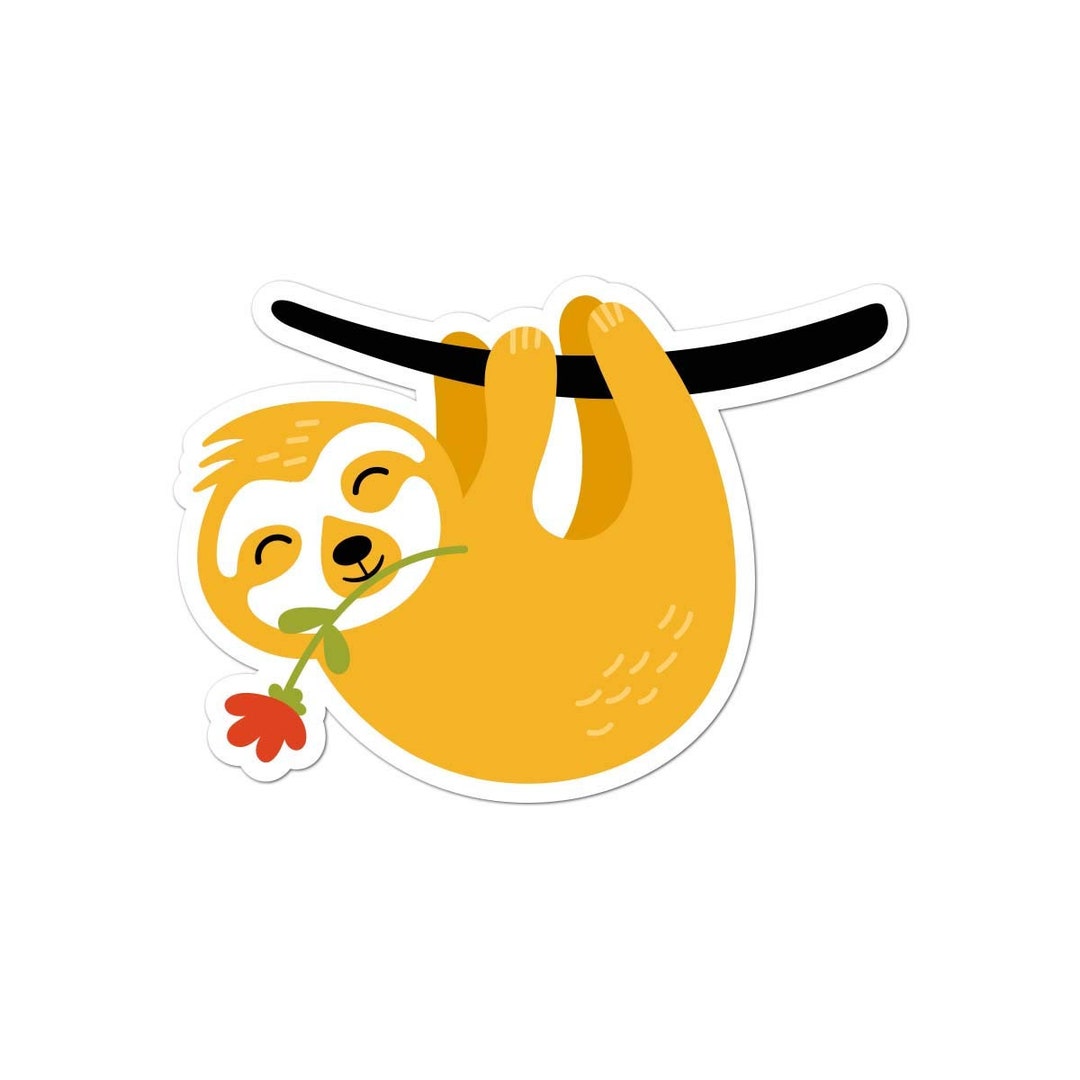 Smiling Lovable Sloth - Vinyl Decal for Car, Macbook, or Other Laptop ...