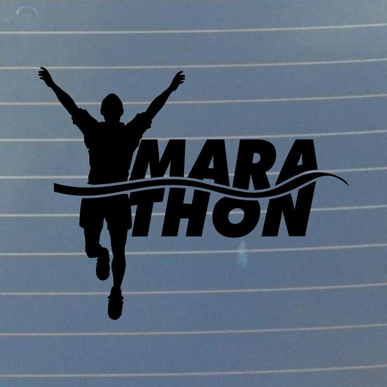 Marathon Running Crossing Finish Line Vinyl Decal many Colors | Etsy