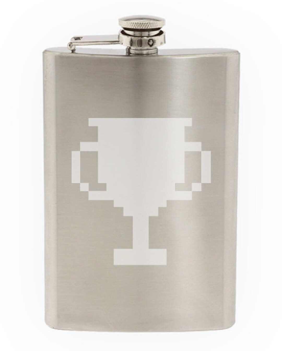 8 Bit Trophy Game Style Etched Hip Flask 8oz - Etsy