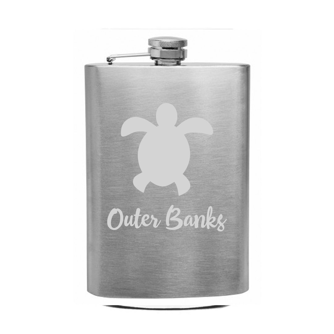 Sea Turtle Outer Banks Shore Point Beach Etched Hip Flask 8oz - Etsy