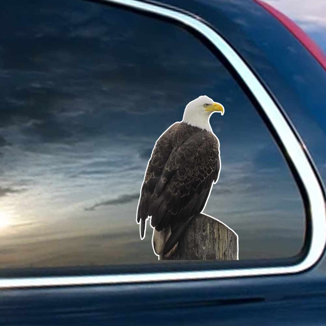 Bald Eagle on Stump - Vinyl Decal for Laptop, Windows, Glass and Cars ...