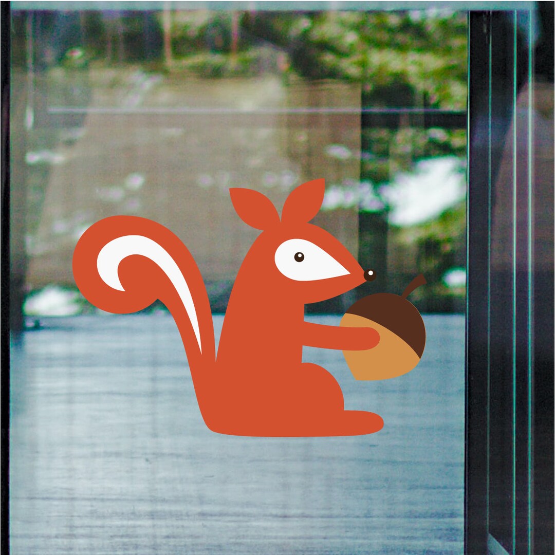 Hungry Cartoon Squirrel Full Color Window Cling - Etsy