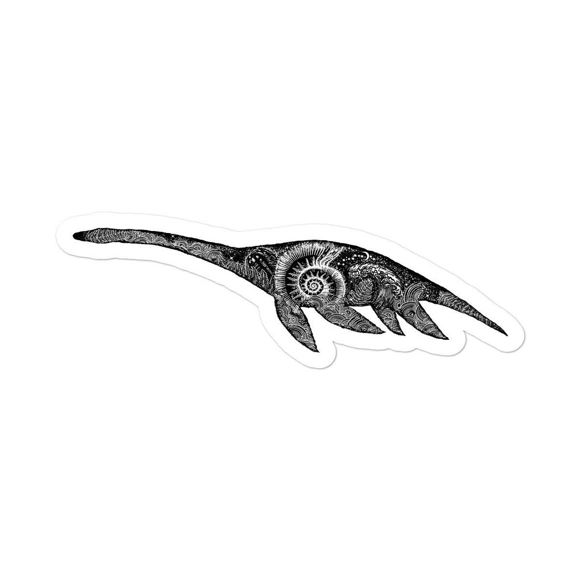 Nautilus Shell Plesiosaur Silhouette - Vinyl Decal for Car, Macbook, or ...