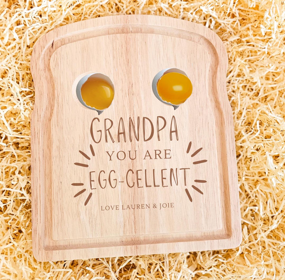 Personalised Dippy Egg Plate, Engraved Wooden Plate, Grandpa Gift, Gift ...