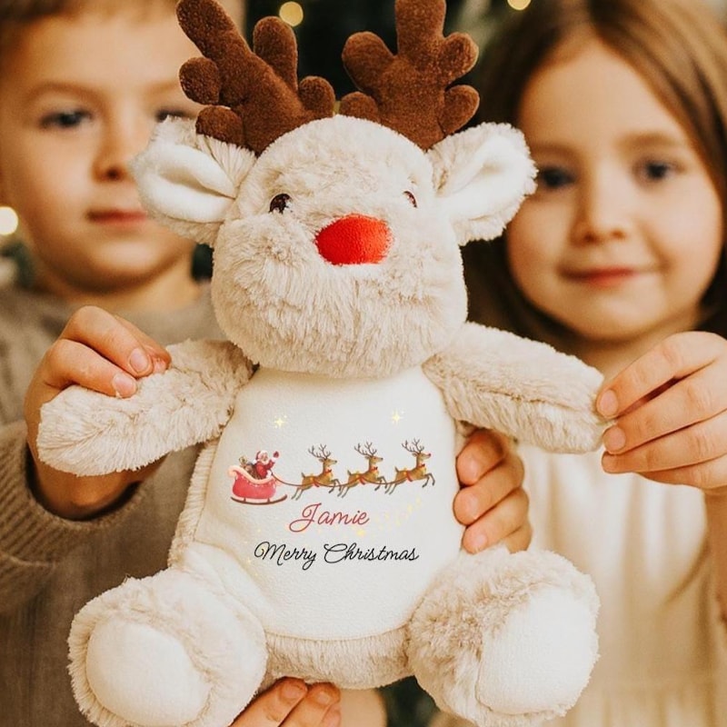 Plush Santa Reindeer - Etsy UK