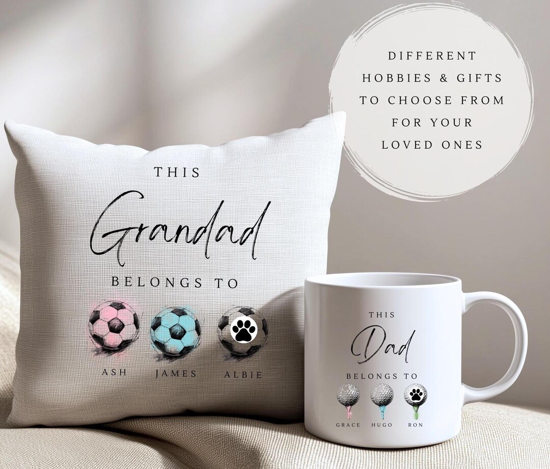 Personalized Dad Mug, Cushion, Blanket, Golf, Football, Fishing Gifts ...