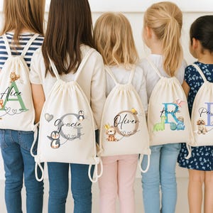 Back to School Personalised Girls Drawstring Backpack – Custom Name PE ...