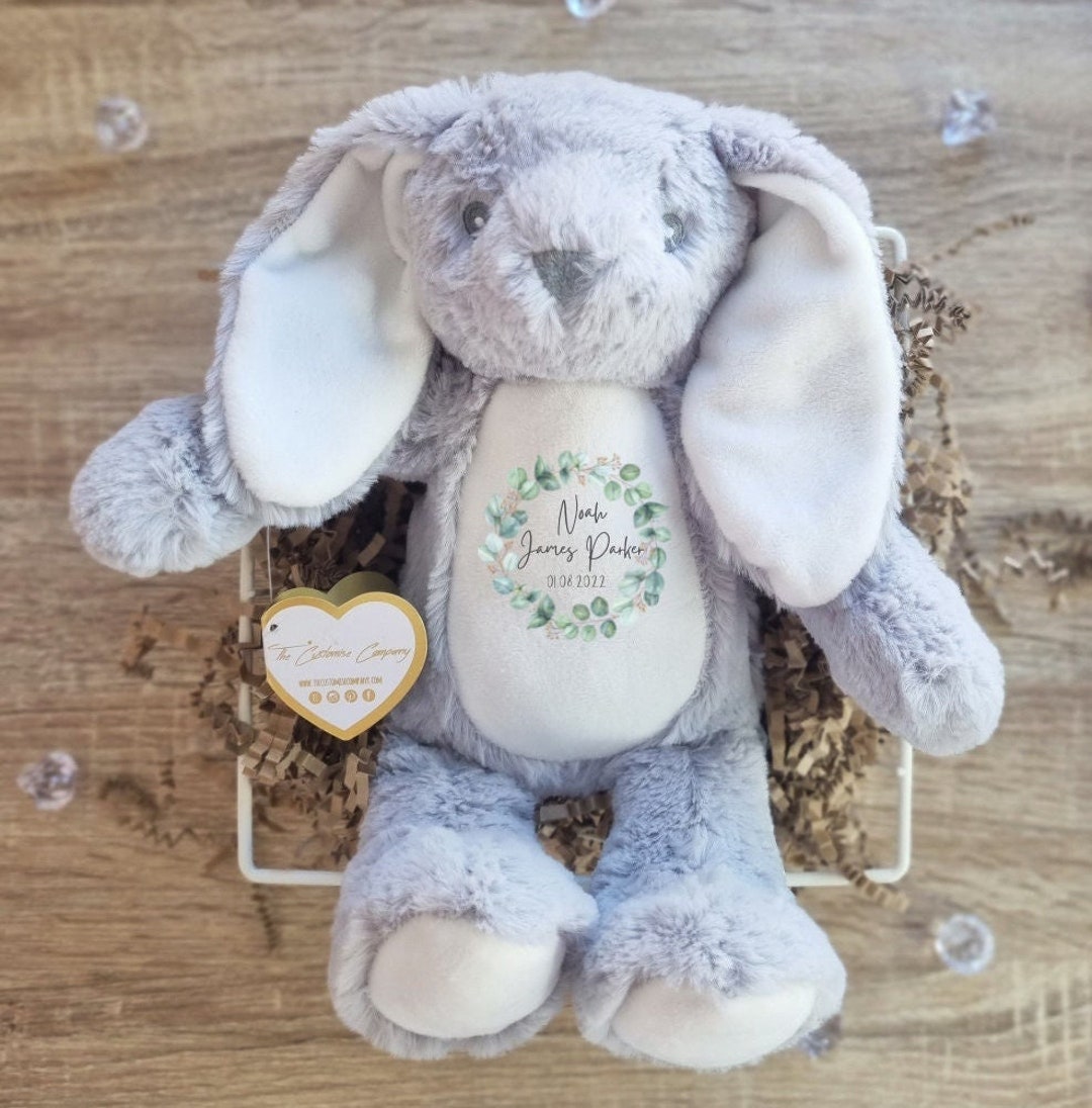 Personalised Bunny Rabbit - New Baby Gift - Customised Plush Soft Toy ...