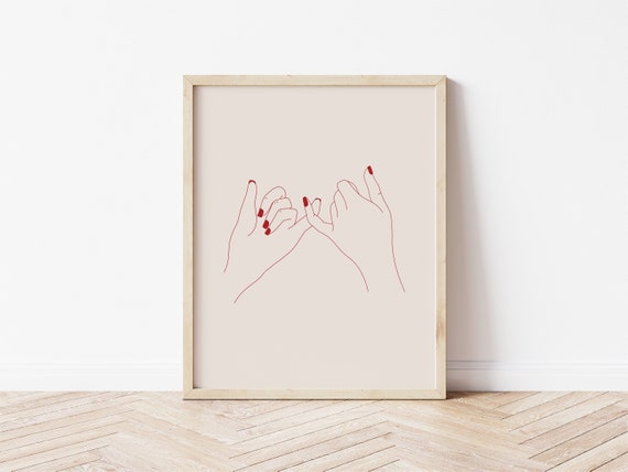 Pinky Promise Sketch // Digital Print // Galentine's Print | Etsy