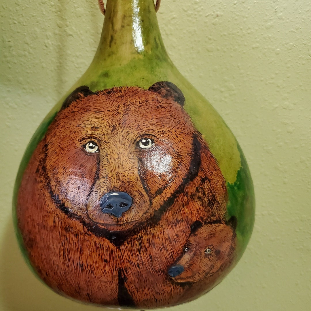 Bear Thunder Gourd Bear Gourd Art...great Thunder Sound - Etsy
