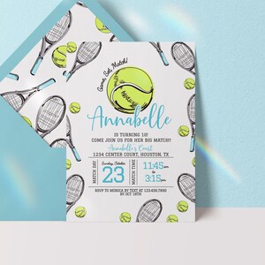 Editable Tennis Invitation, Tennis Birthday Party Invitation, Tennis ...