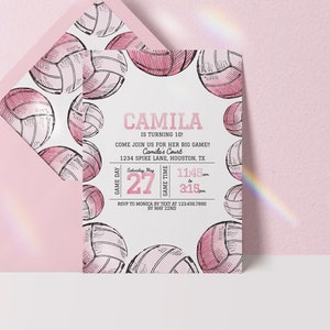 Editable Volleyball Invitation, Girl Volleyball Birthday Invitation ...
