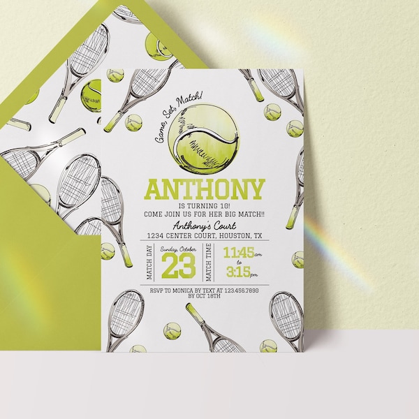 Tennis Invitation - Etsy