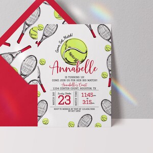 Editable Tennis Invitation, Tennis Birthday Party Invitation, Tennis ...