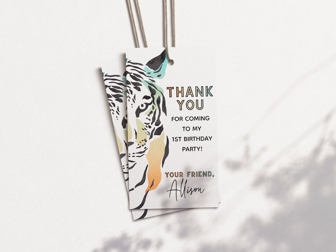 Editable Tiger Party Favor Tag, Tiger Birthday Tag, Tiger Birthday ...