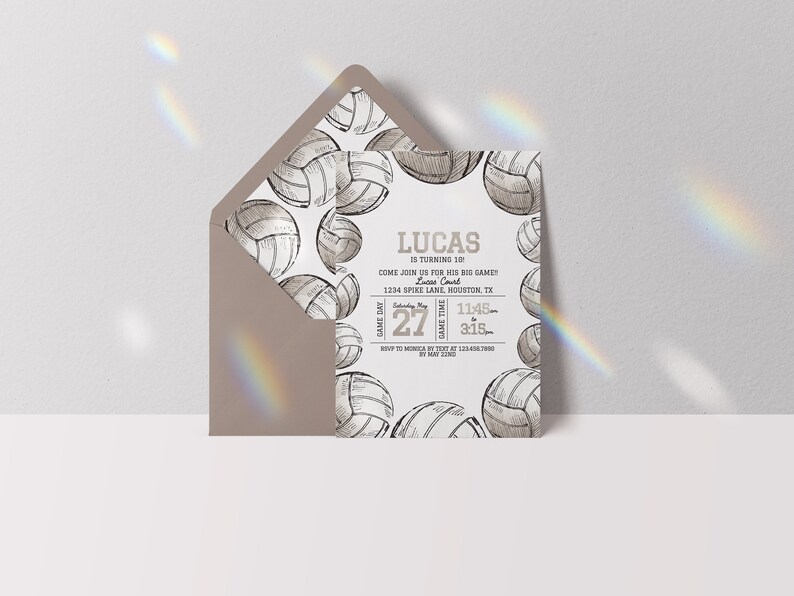 Editable Volleyball Invitation, Girl Volleyball Birthday Invitation ...