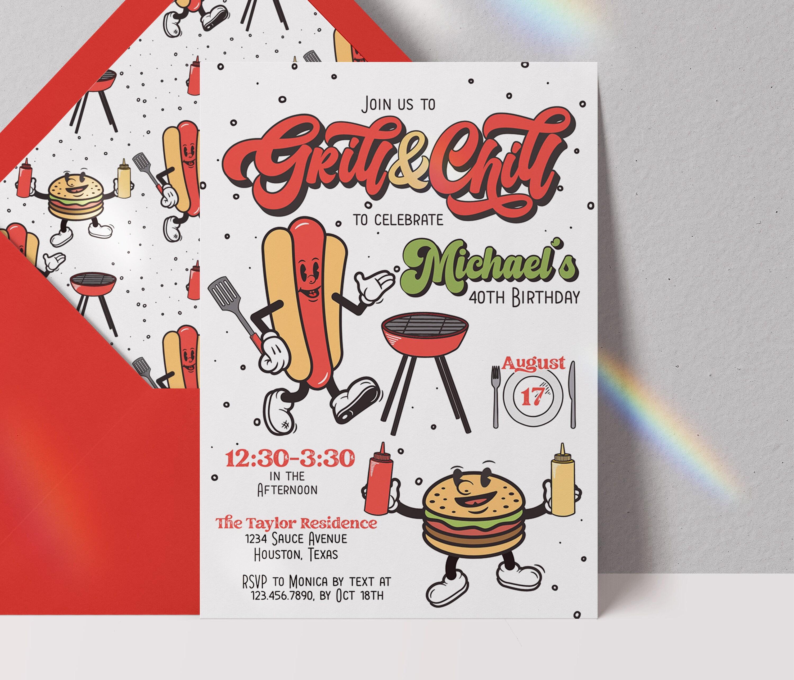 Grill & Chill Party Invitation, Bbq Party Birthday Invitation, Vintage ...