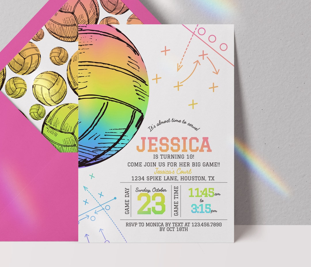 Editable Volleyball Invitation Girl Volleyball Birthday Invitation ...