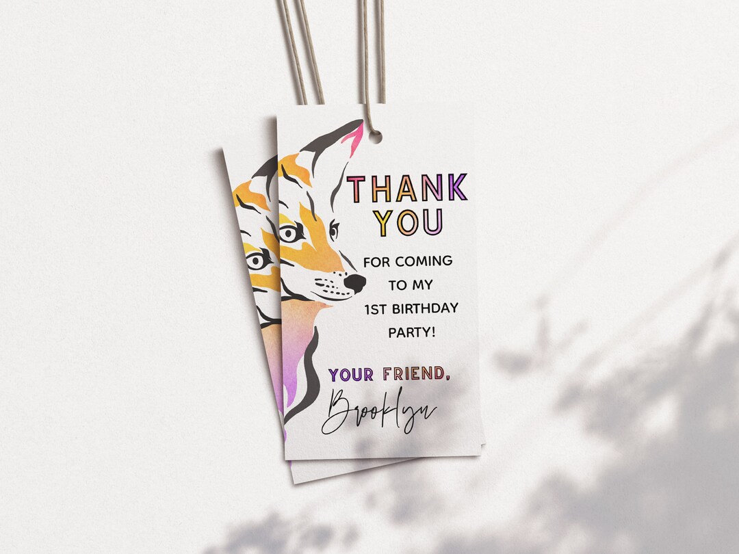Editable Fox Party Favor Tag, Fox Birthday Tag, Woodland Fox Birthday ...
