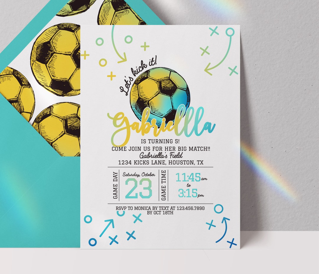 Editable Soccer Invitation for Girl, Soccer Birthday Invitation, Soccer ...