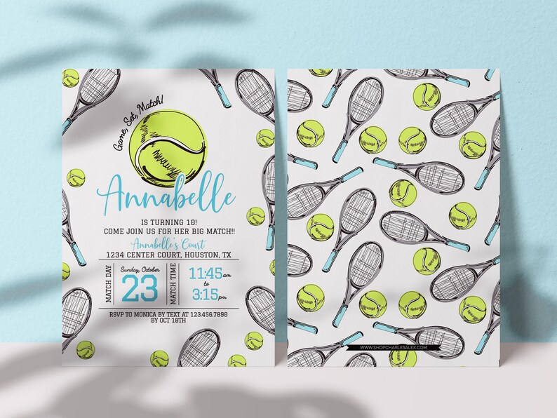 Editable Tennis Invitation Tennis Birthday Party Invitation - Etsy