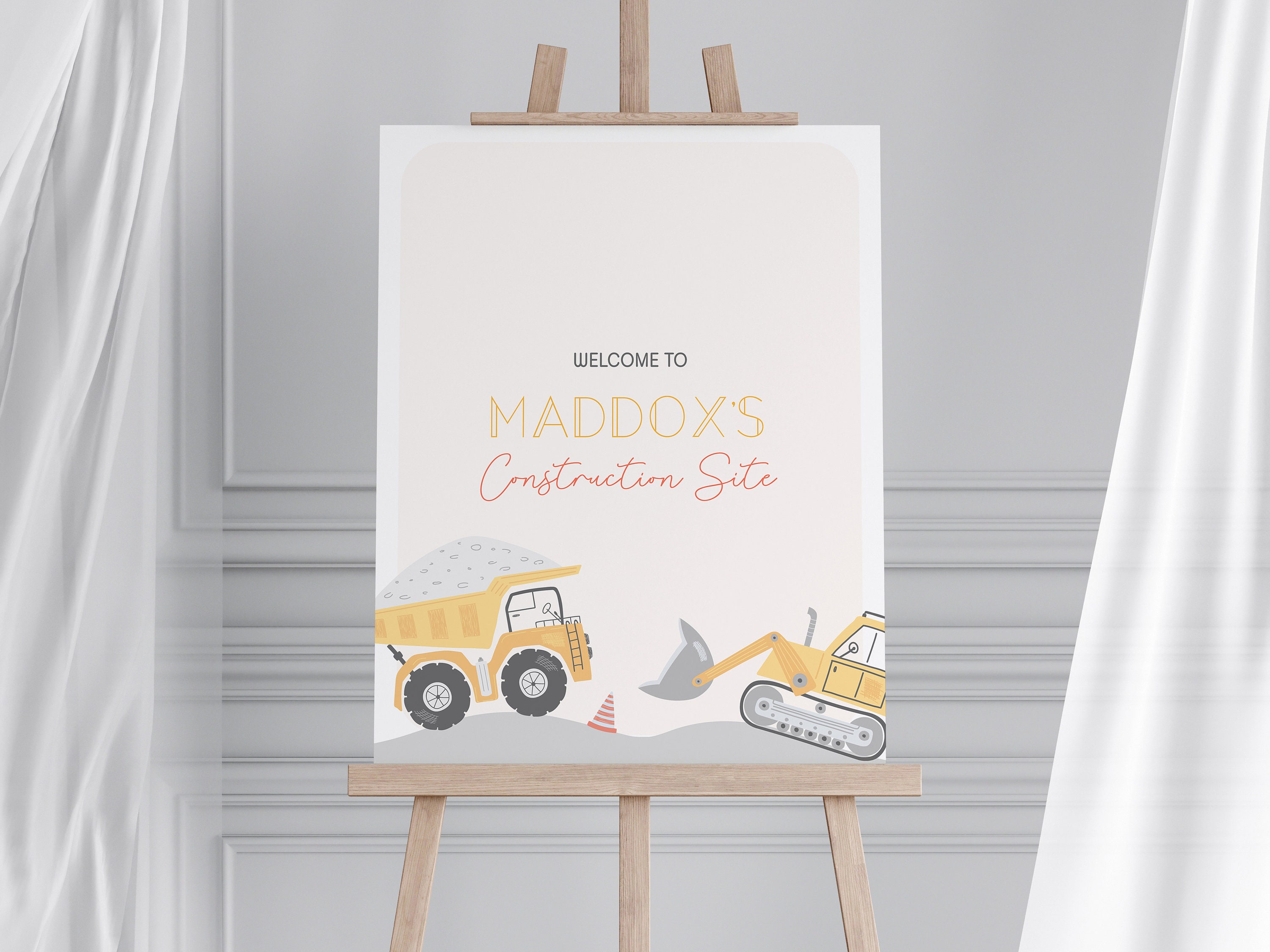 Editable Construction Welcome Sign Dump Truck Birthday Sign - Etsy