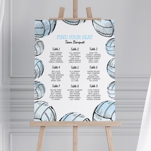 Editable Volleyball Seating Chart Sign Volleyball Banquet Seating Chart ...