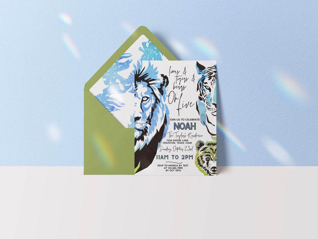 Editable Lions Tigers and Bears Birthday Invitation, Lions Tigers and ...