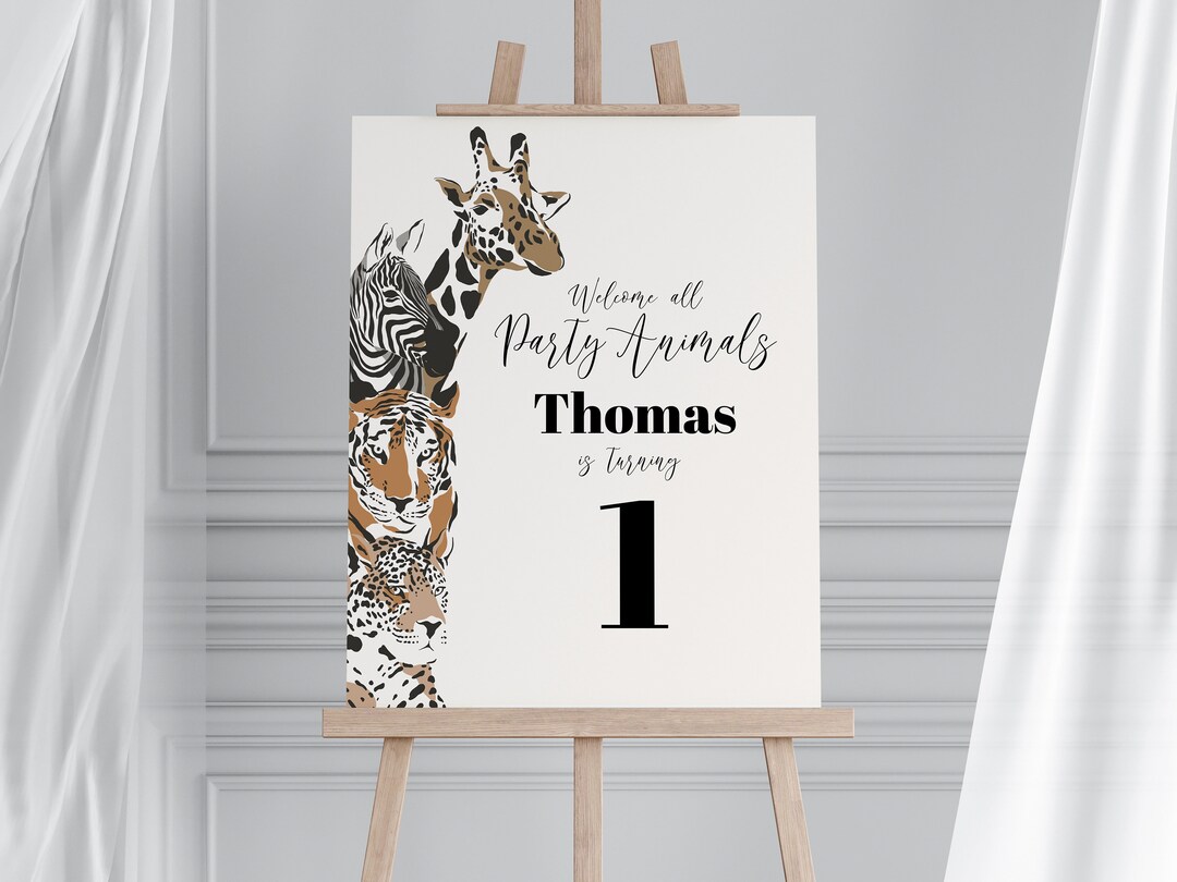 Safari Animals Birthday Welcome Sign, Safari Theme Birthday Sign, Party ...