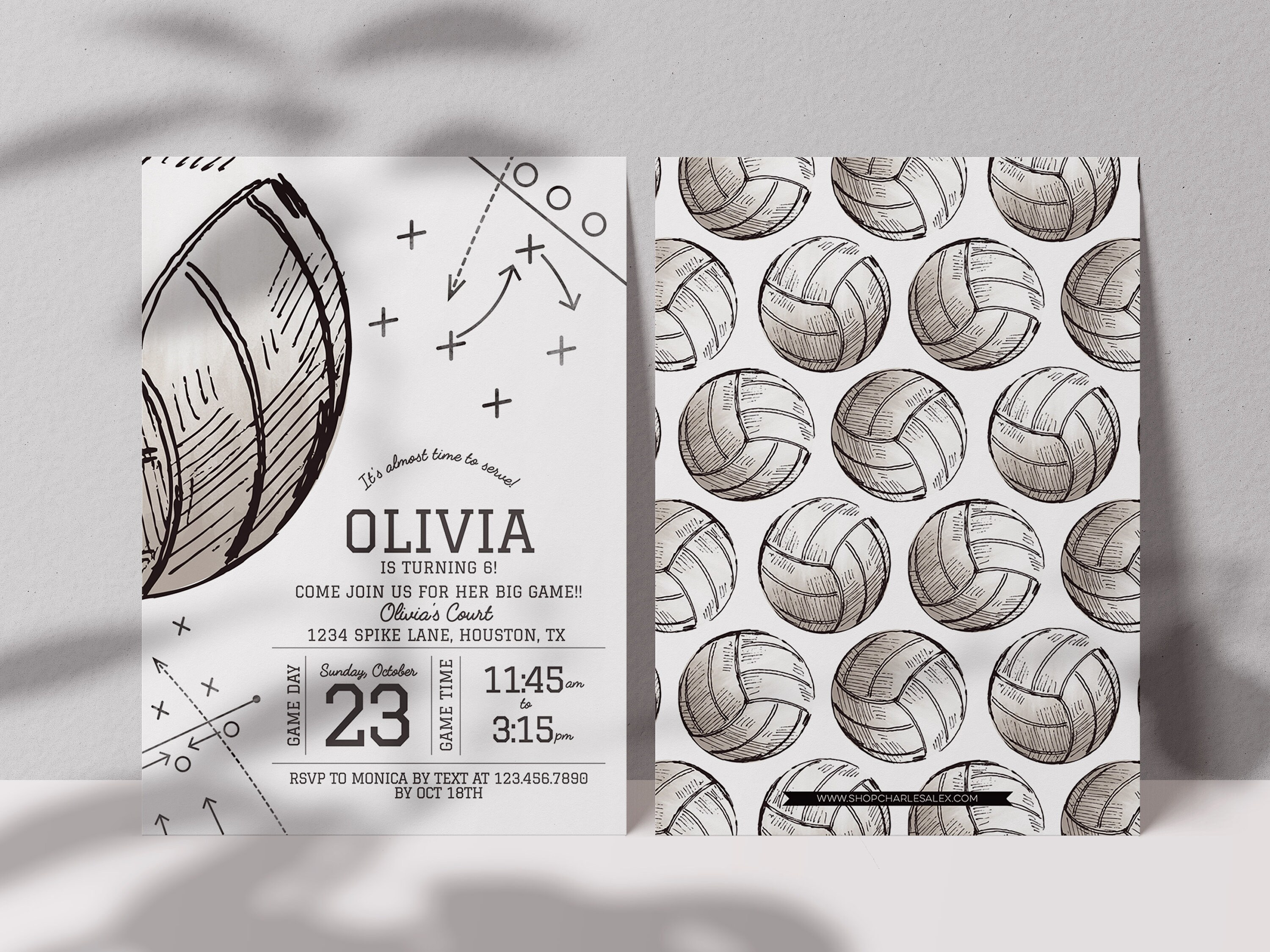 Editable Volleyball Invitation, Girl Volleyball Birthday Invitation ...
